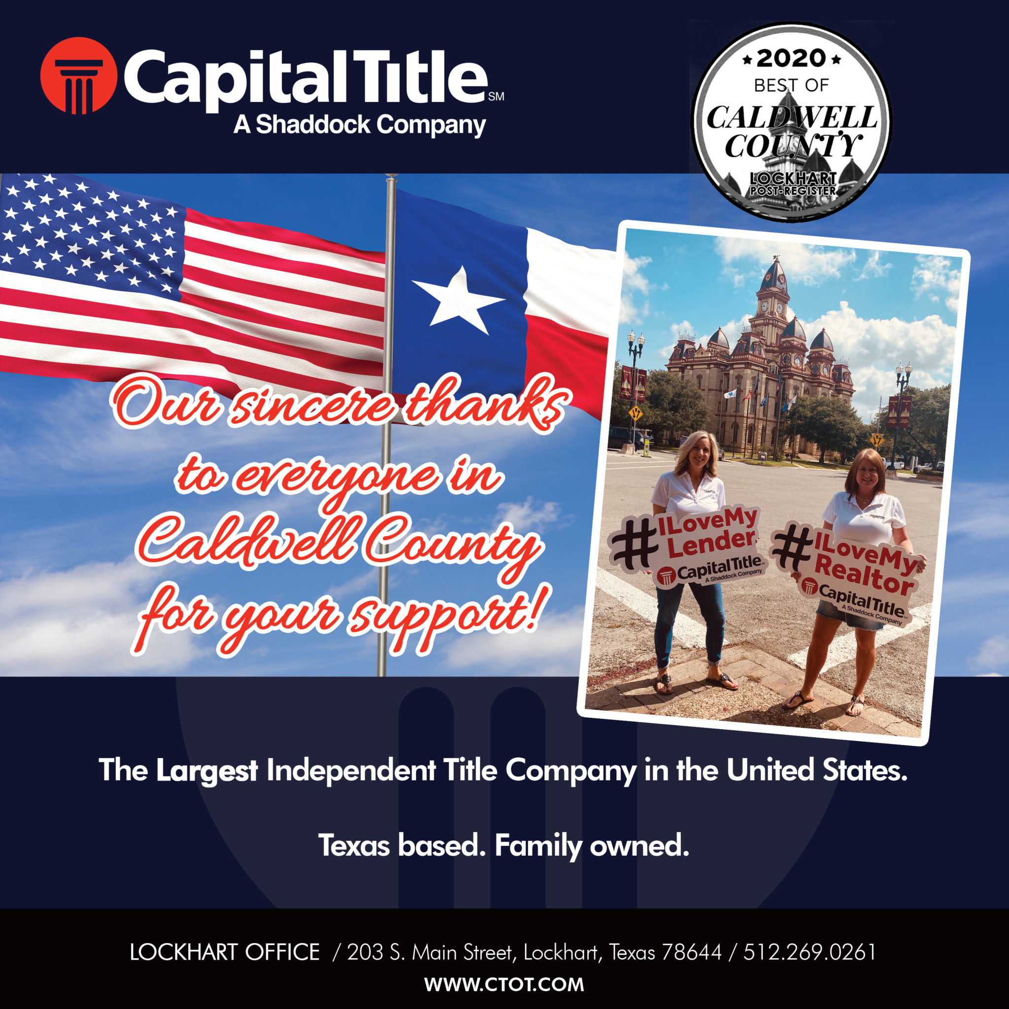 Capital Title Named Best Title Company in Caldwell County 2nd Year in a ...