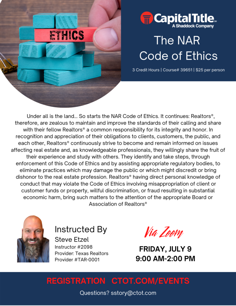 CE Course The NAR Code of Ethics | Capital Title of Texas, LLC.