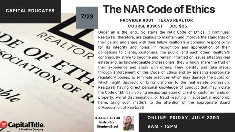 The NAR Code of Ethics | Capital Title of Texas, LLC.